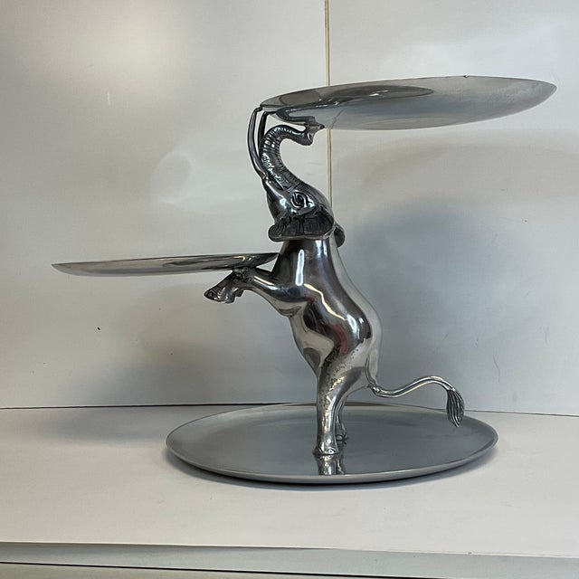 Vintage Hollywood Regency Elephant Tri-Level Serving Platter Sculpture ...