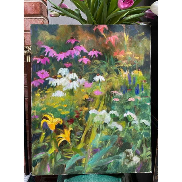 Original Impressionist Style Acrylic Flower Garden Painting - Unframed ...