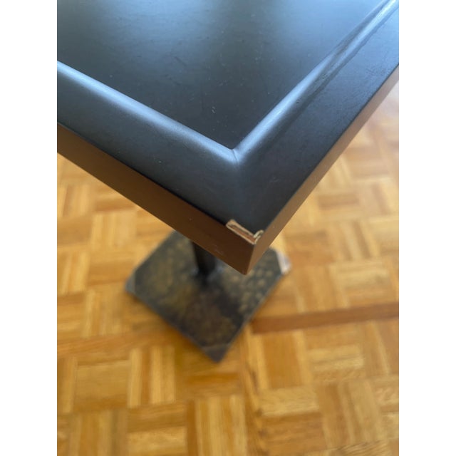 Contemporary Wood and Cast Bronze Side Table | Chairish