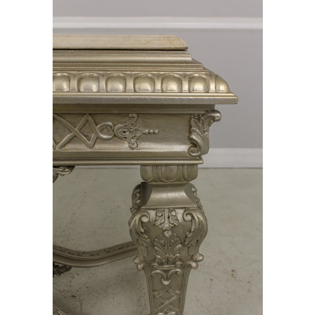 Continental Design Silver Decorated Marble Top Console | Chairish