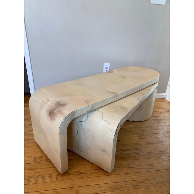 1970s Waterfall Style Folding Swivel Goatskin Mosaic Coffee Table ...