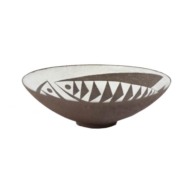 Thomas Toft Denmark Pottery Bowl With Fish | Chairish
