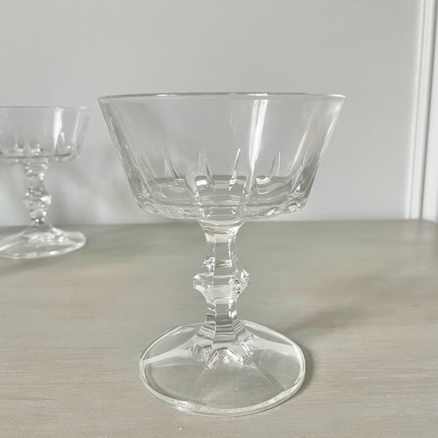 Vintage French Glass Vertical Cut Crystal Drink Coupes / Dessert Cups ...
