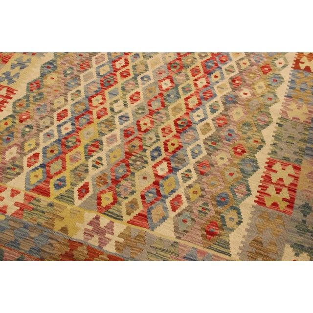 1990s Kilim Beige Blue Wool Rug - 4'11" X 6'7" | Chairish