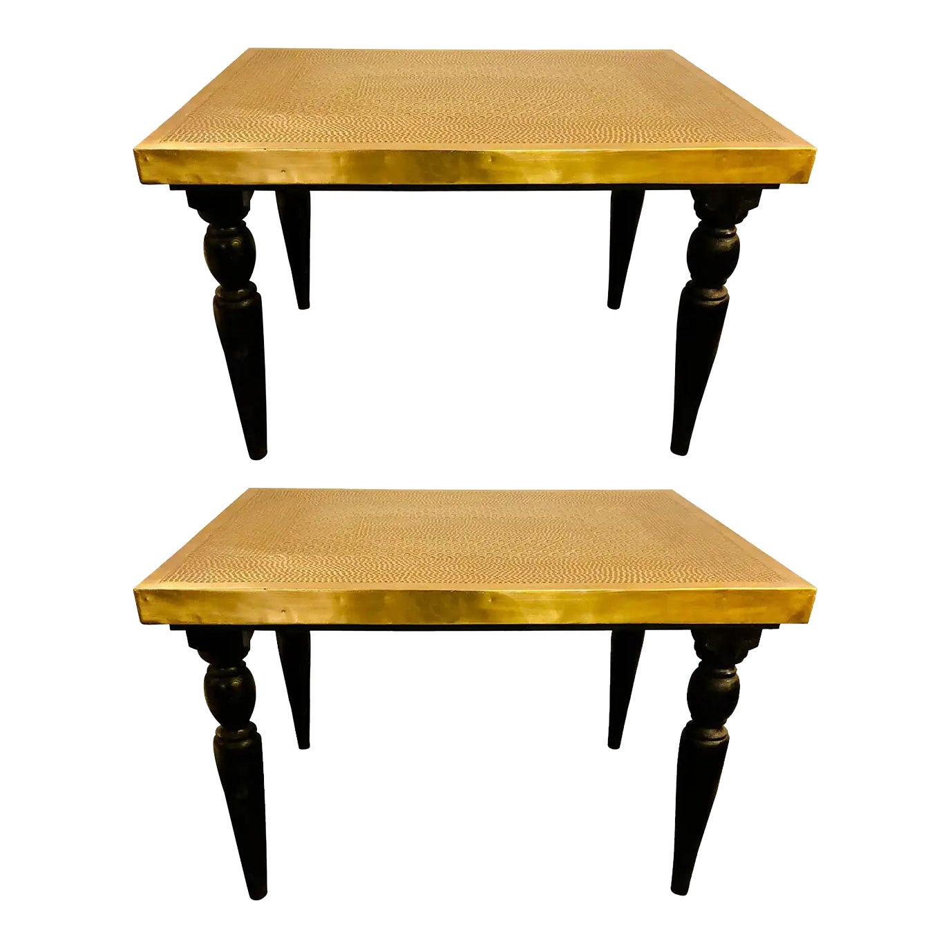 Hollywood Regency Style Handcrafted Brass Center or End Table, a Pair ...