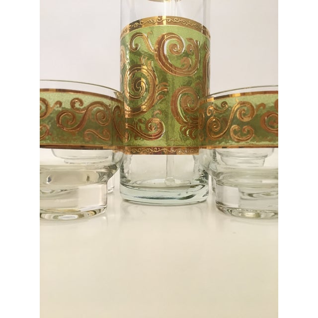 Mid-Century Modern Culver Toledo Martini Set With Four Footed Glasses ...