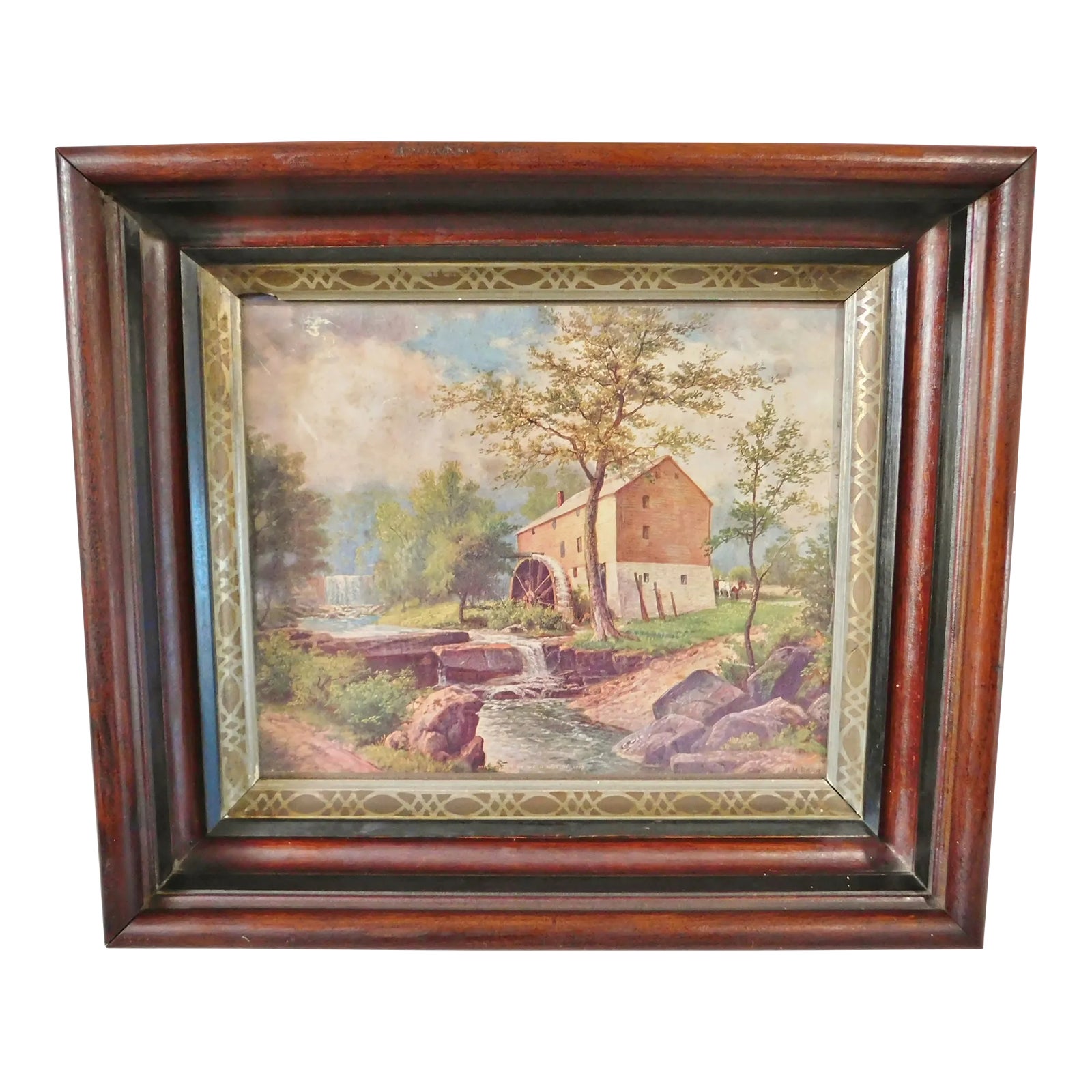 Antique Eastlake Walnut & Ebonized Wood Wall Picture Frame | Chairish