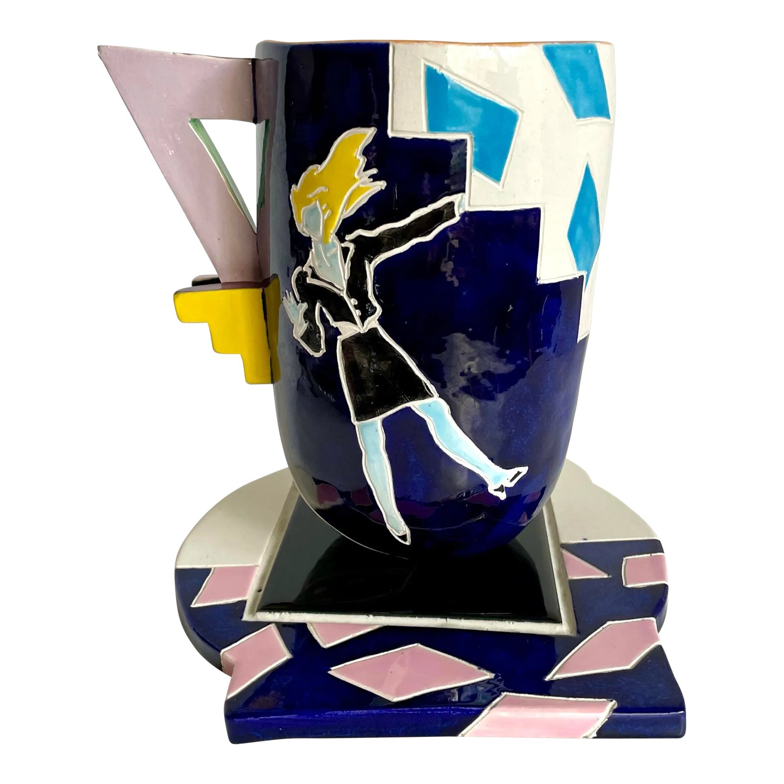 1986 Memphis-Style Original Signed Pitcher Vase and Trivet by Amy ...