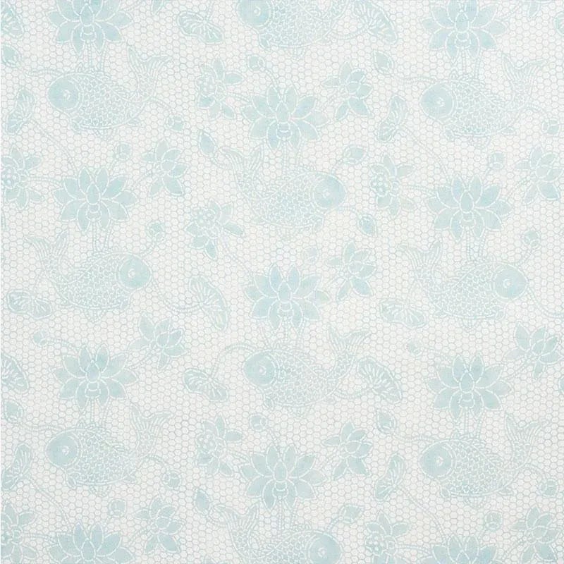 Schumacher Lotus Batik Fabric in Mineral | Chairish