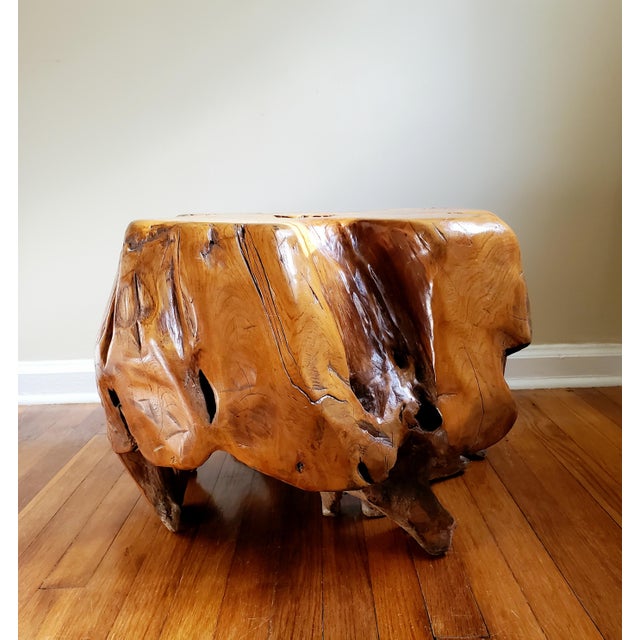 Vintage Organic Modern Free-Form Teak Root Side Table | Chairish