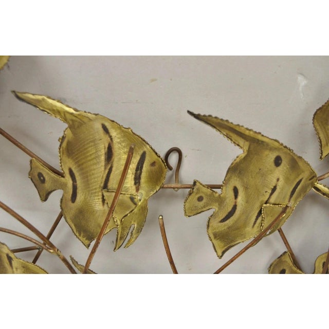 Vintage Bergasse Mid Century Modern Brass Metal "School of Fish" Wall ...