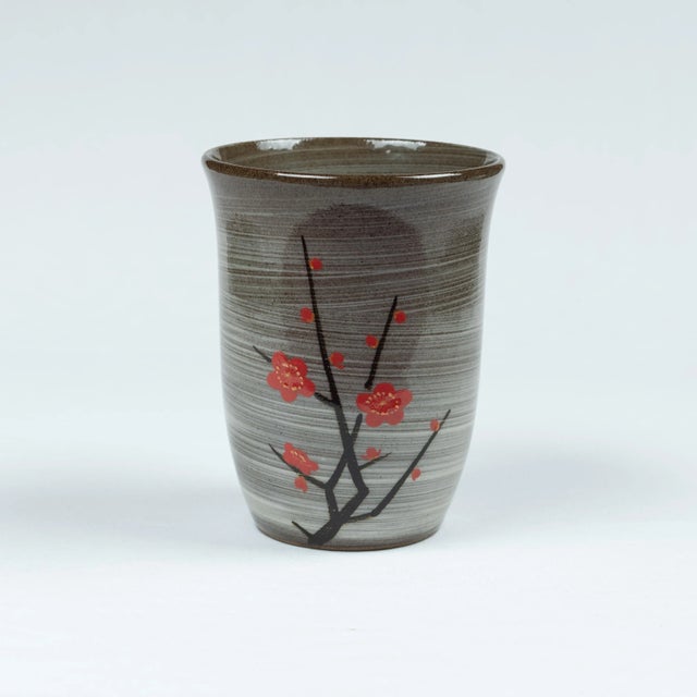 Mid 20th Century Utsutsugawa Shochu Cup With Red Plum Decoration | Chairish