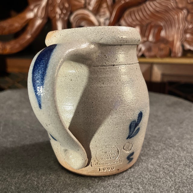 1990s Handmade Rowe Pottery Works Cobalt Blue Pitcher | Chairish