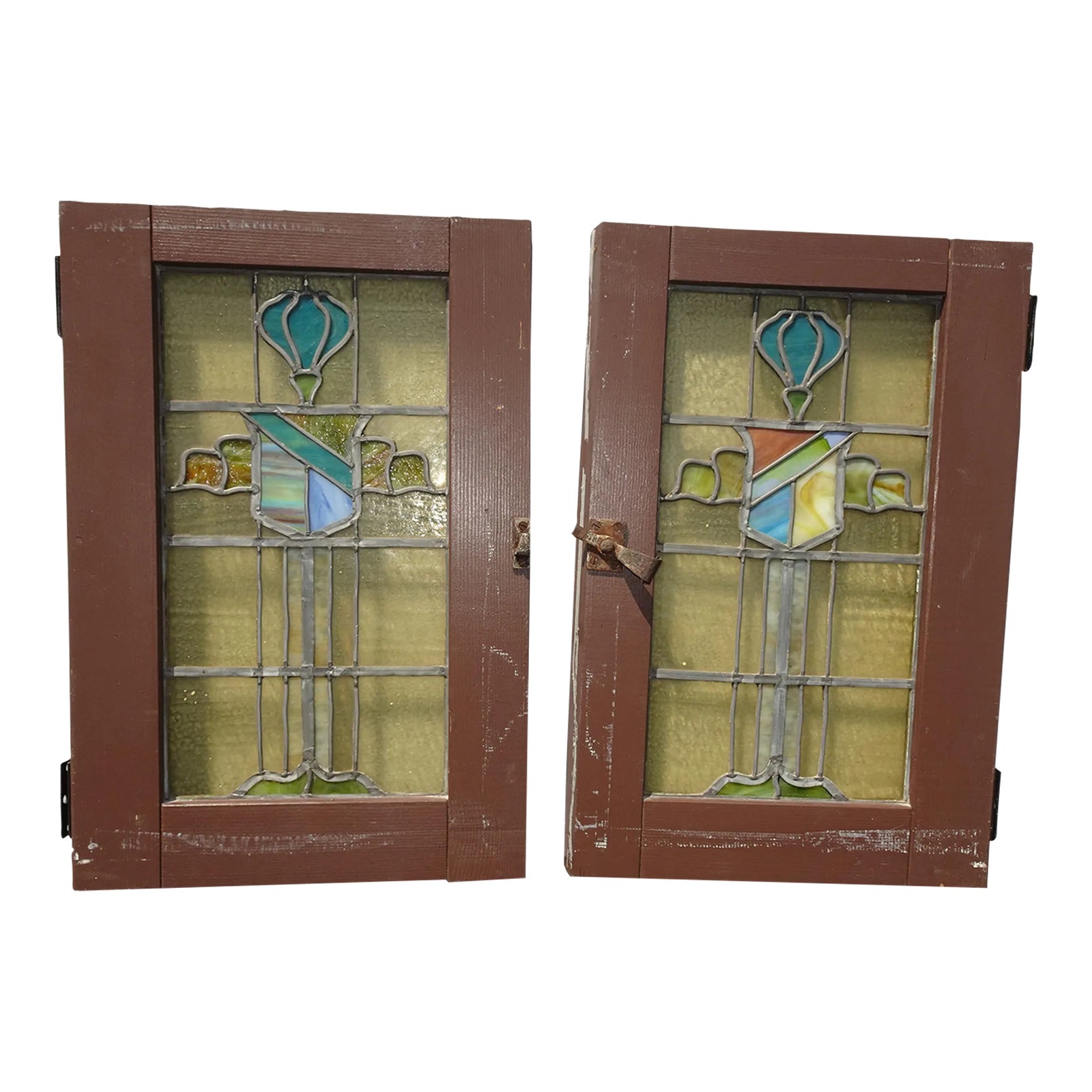 1940s Stained Glass Door Windows - Set of 2 | Chairish