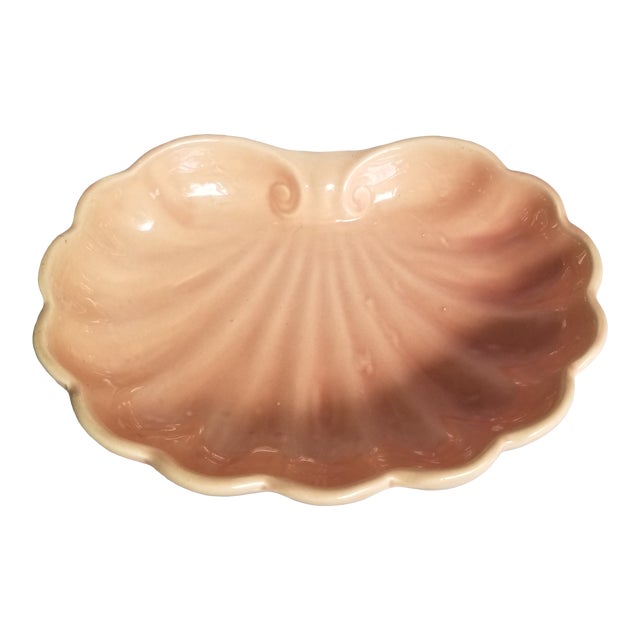 Vintage 1970s Usa Pottery Large Matte Baby Pink Scallop Ceramic Clam ...
