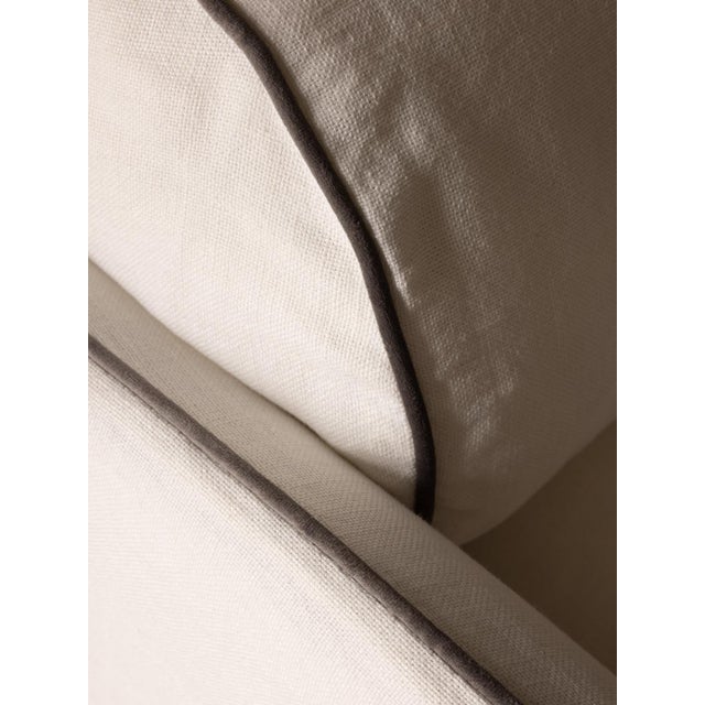 Cohen Linen Armchair in Ivory with Contrast Velvet Piping | Chairish