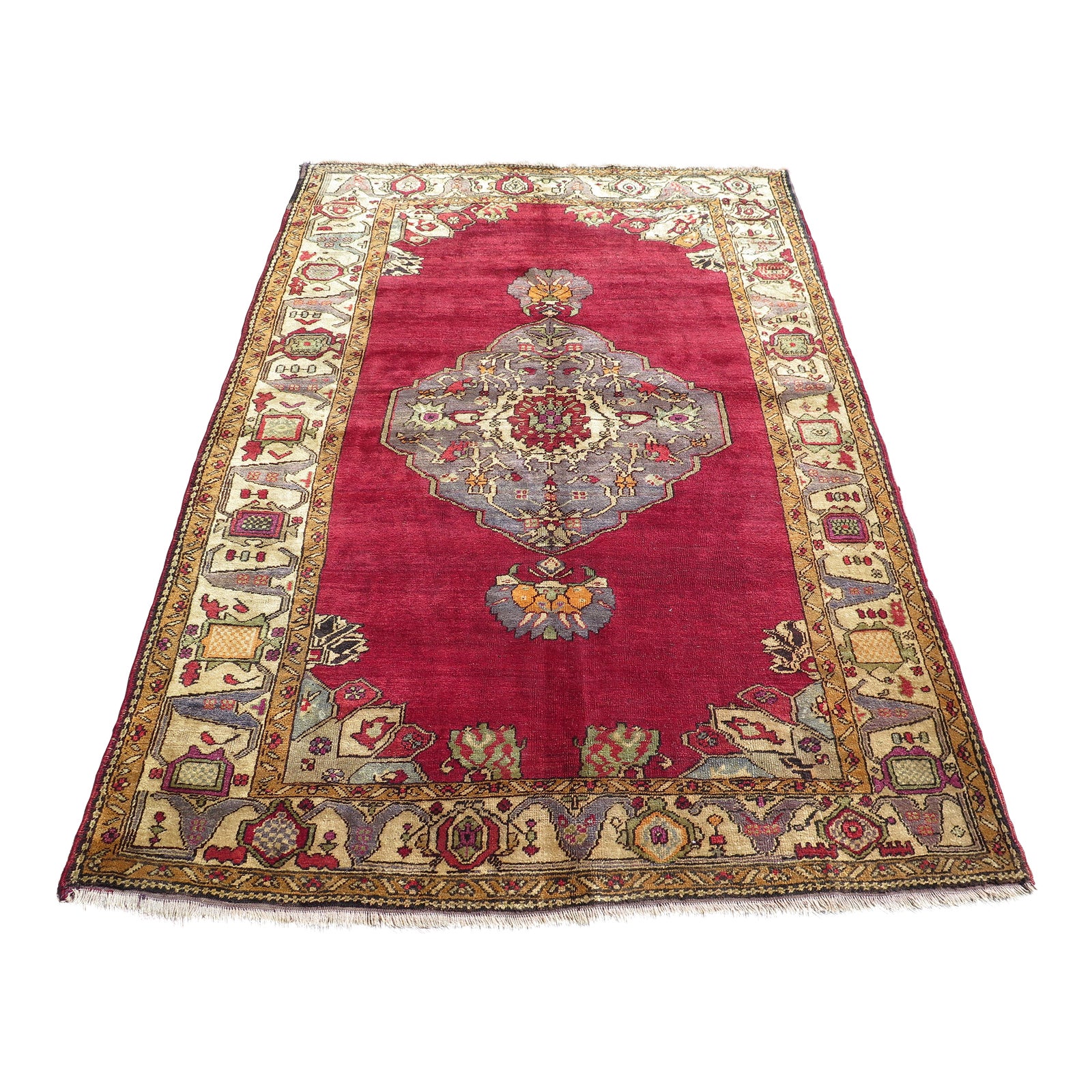 Vintage Red Turkish Classical Carpet Tribal Area Rug | Chairish