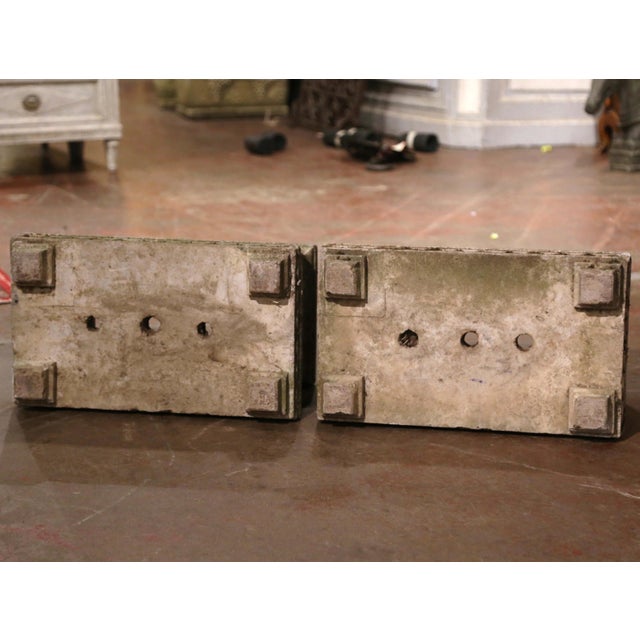 Pair of 19th Century French Weathered Verdigris Carved Outdoor Stone ...