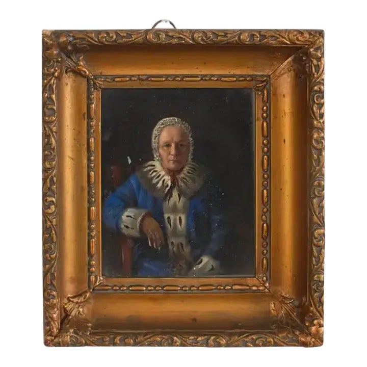 Ira Yeager Portrait of a Woman in Blue and Ermine | Chairish
