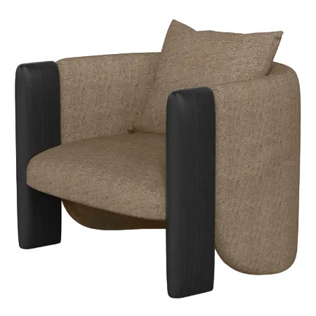 Modern Sunset Armchair in Brown Fabric and Black Stained Ash by Javier ...