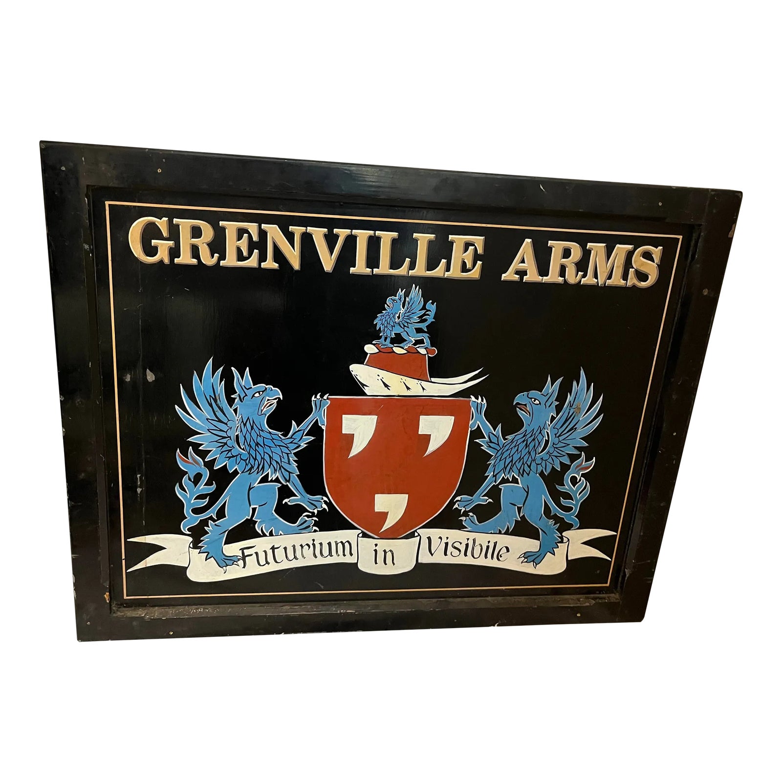 Vintage Double Sided English Pub Sign on Wood the Grenville Arms ...