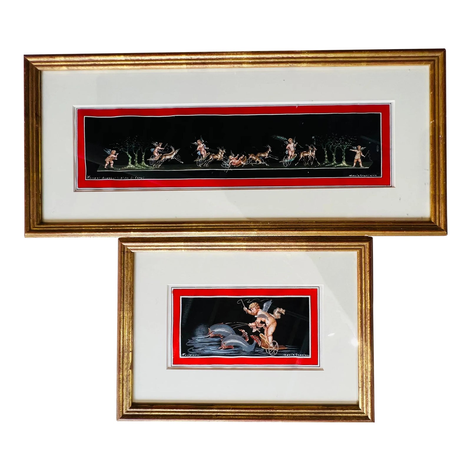 Framed Watercolor by Maria Graziano Watercolor on Paper "Pompei" a Pair ...