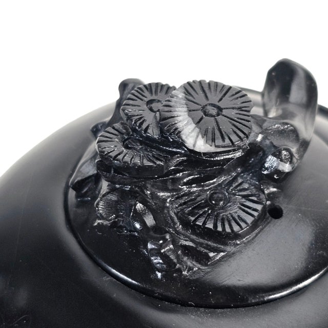 Chinese Carved Marble Hardstone Black Teapot | Chairish