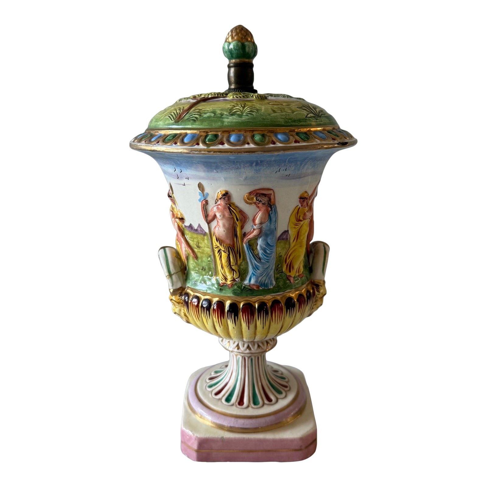 Hand Painted Capodimonte Porcelain Urn | Chairish