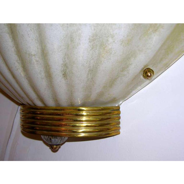 1970s Italian Art Deco Style Set of 4 Shell Sconces in Gold & White ...