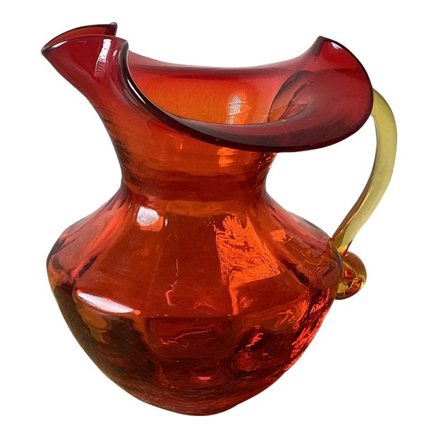 Mid Century Modern Amberina Glass Pitcher Creamer Rainbow Glass | Chairish