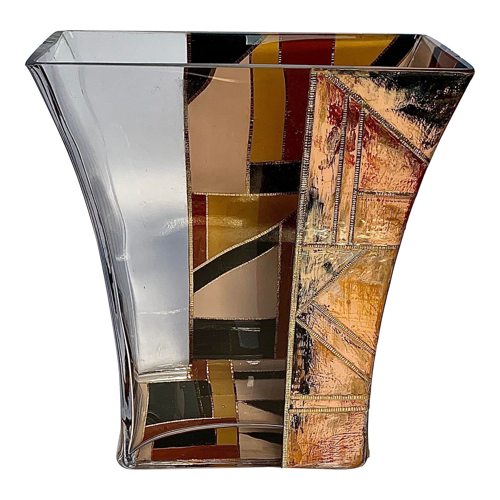 Alana Meah Color Block Art Glass Vase | Chairish