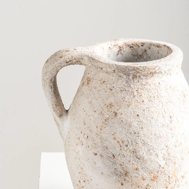 Leo Jug Vase, White Antique Handmade Terracotta Vessel | Chairish