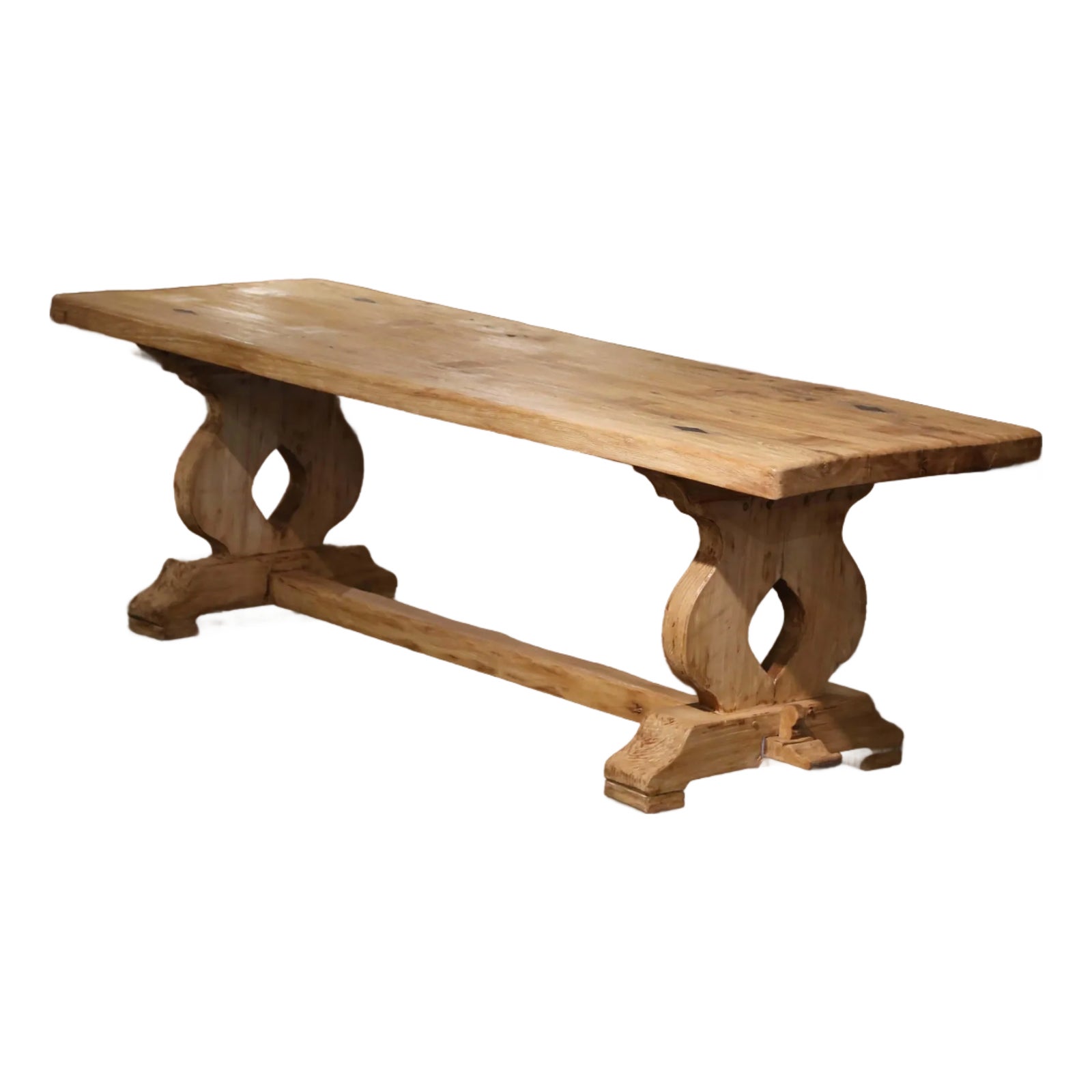 18th Century French Louis XIII Carved Bleached Oak Refectory Trestle ...