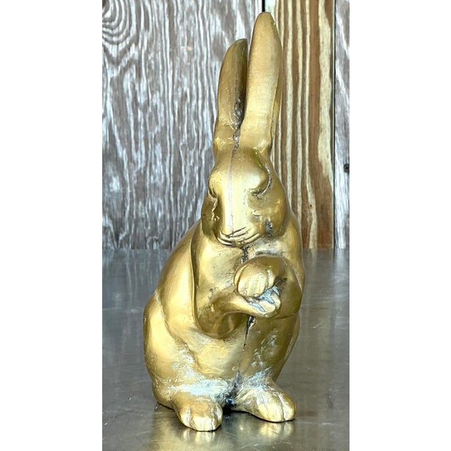 Vintage Boho Solid Brass Bunny | Chairish