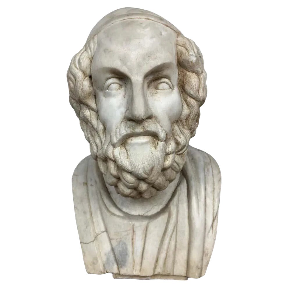 20th Century Marble Bust of Ancient Greek Poet Homer | Chairish