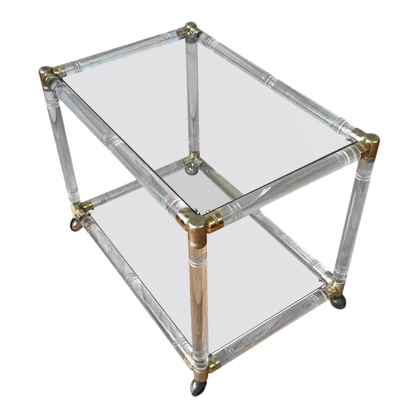 French Mid-Century Modern Plexiglass Bar Cart | Chairish