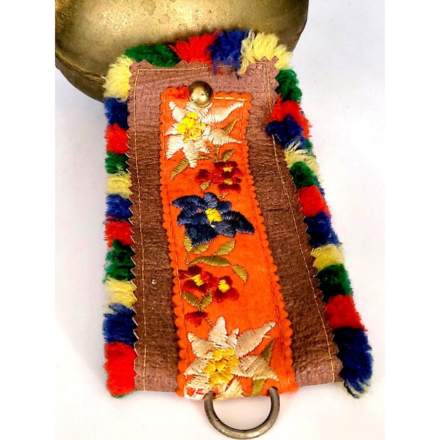 Vintage Alpine Cow Bell With Hand Painted Detail and Hand Embroidered ...