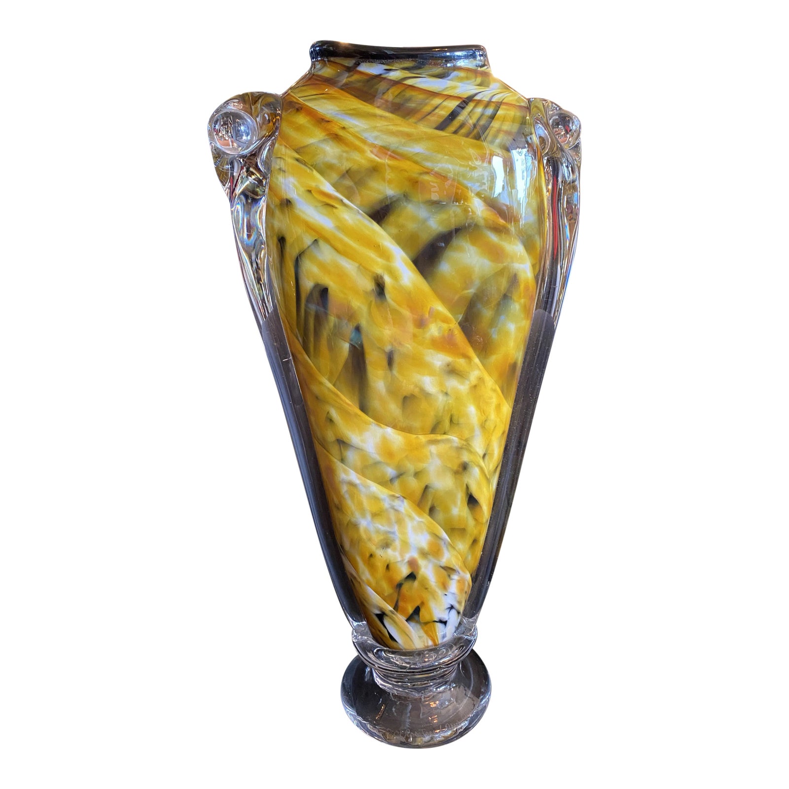 2001 Hand Blown Glass Shoulder Vase | Chairish
