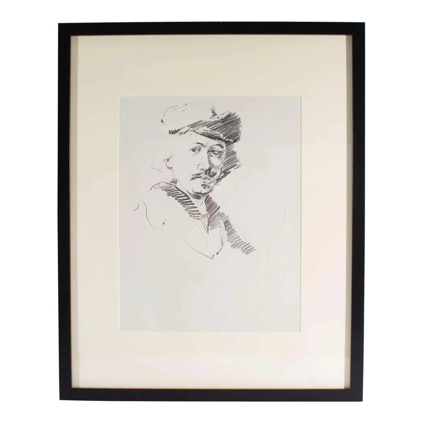 Graphite Portrait Drawing of a Man by James L. Bruch | Chairish