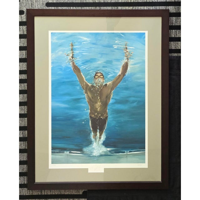 Eric Zener Fine Art Giclee Swimmer Print, Signed by Michael Phelps ...