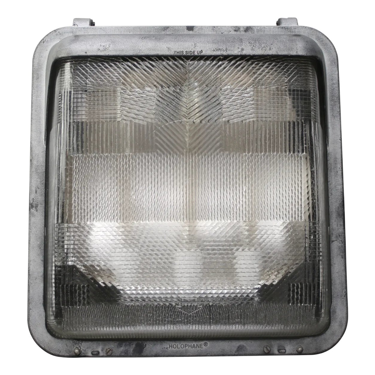 Vintage Industrial French Grey Cast Cut Glass Wall Light by Holophane ...
