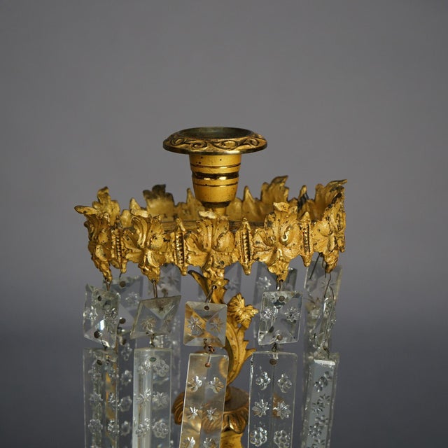 Antique Ivanhoe Girandole, Gothic Revival Gilt Bronze Figural ...
