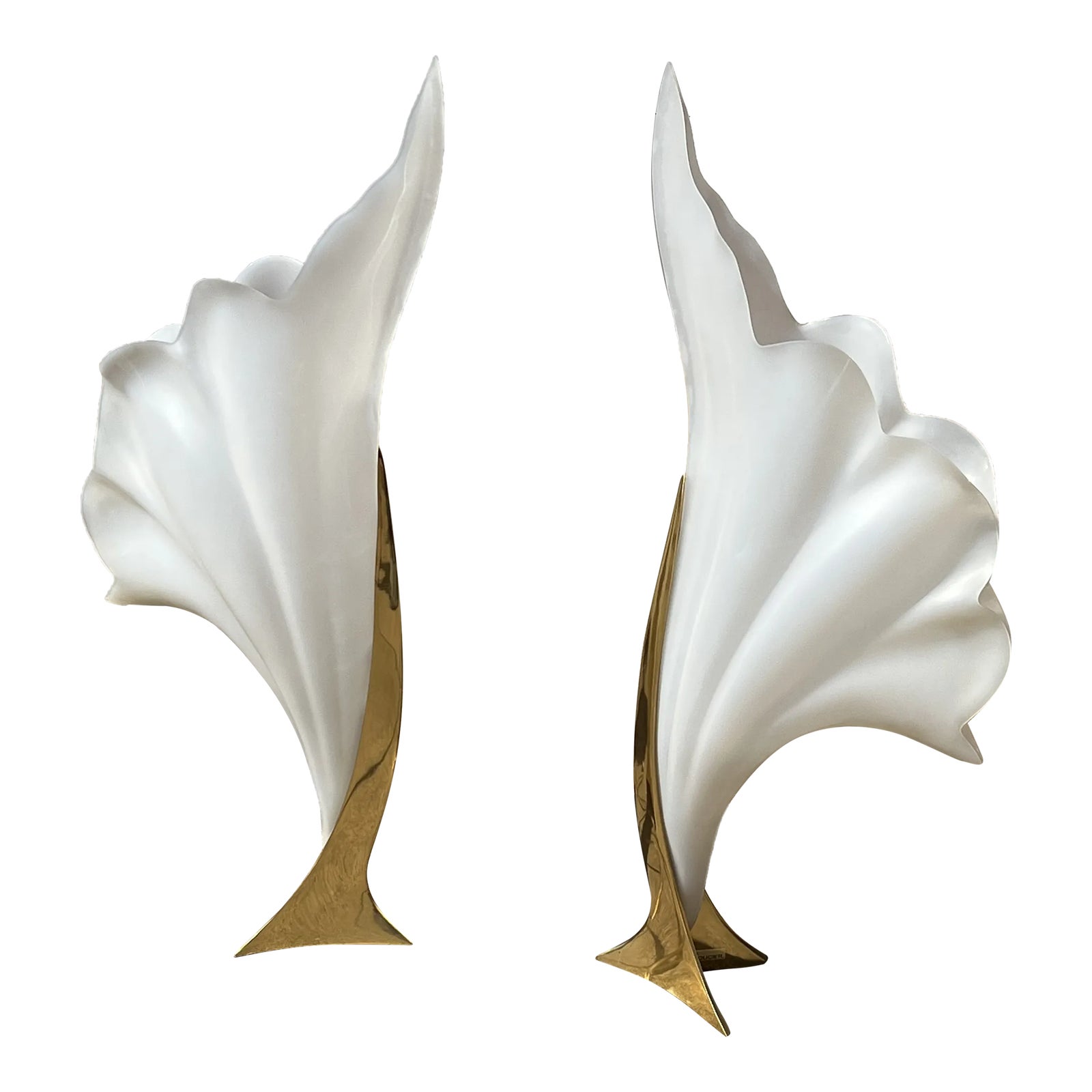 1970s Rougier Acrylic Shell Lamps - a Pair | Chairish