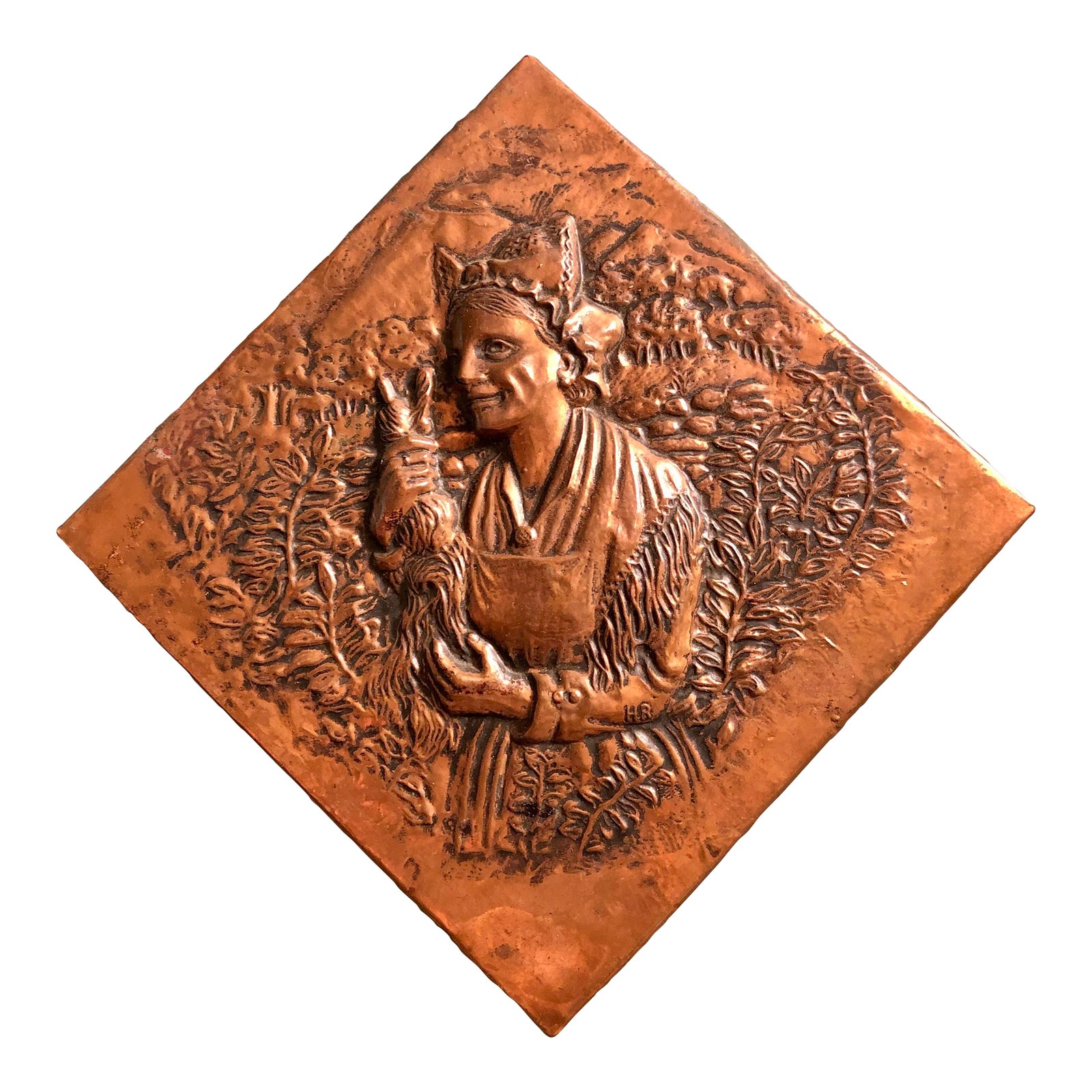 Antique 1900s French Historical Hammered Copper Relief Plaque Artist “hr” Signed | Chairish