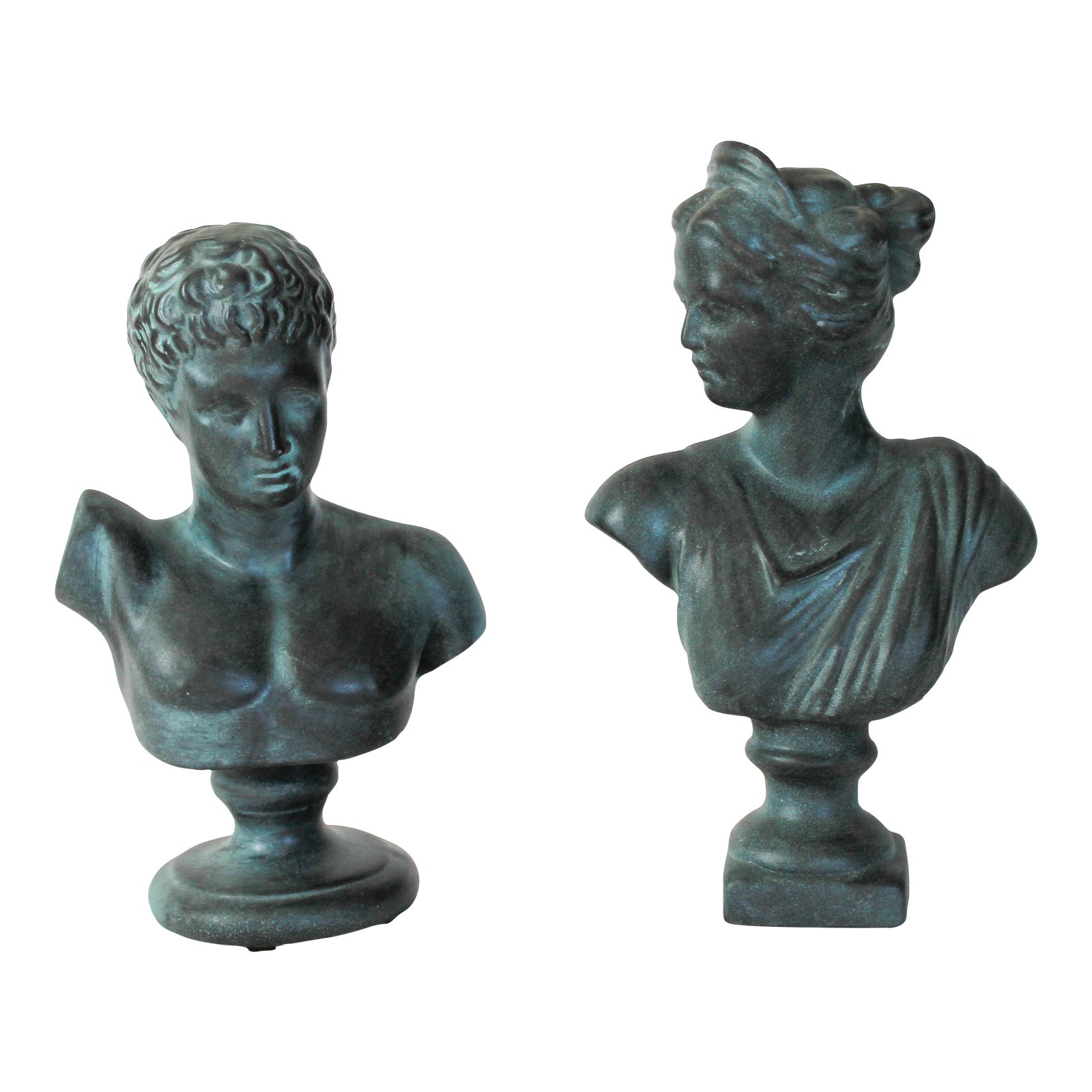 Vintage Pair of Italian Ceramic Busts | Chairish