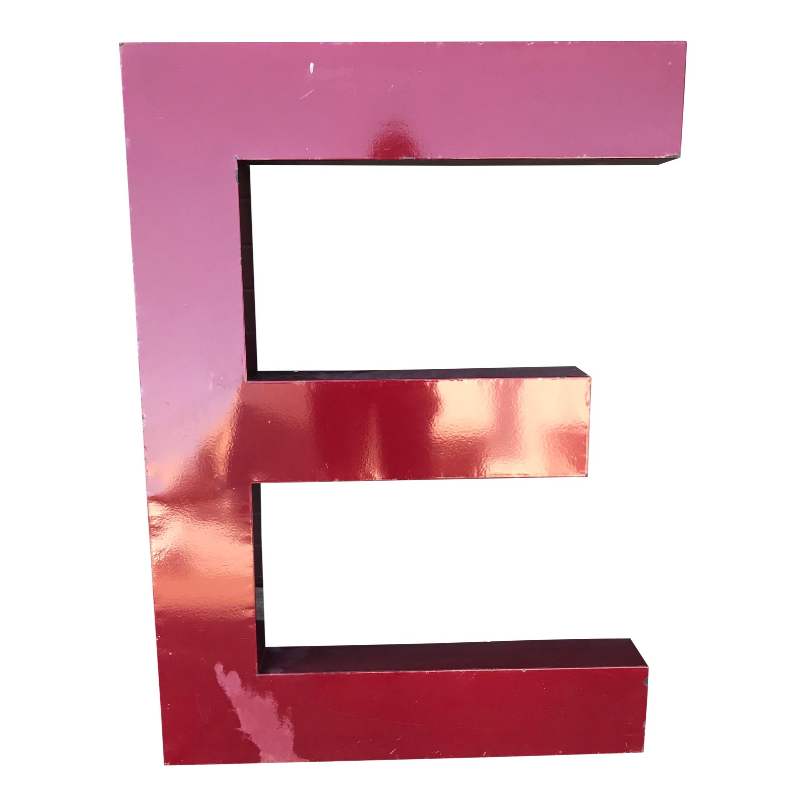 Large Vintage Red Enamel "E" Building Signage | Chairish