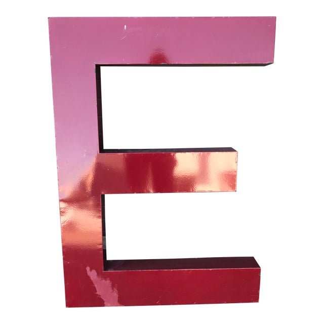 Large Vintage Red Enamel "E" Building Signage | Chairish