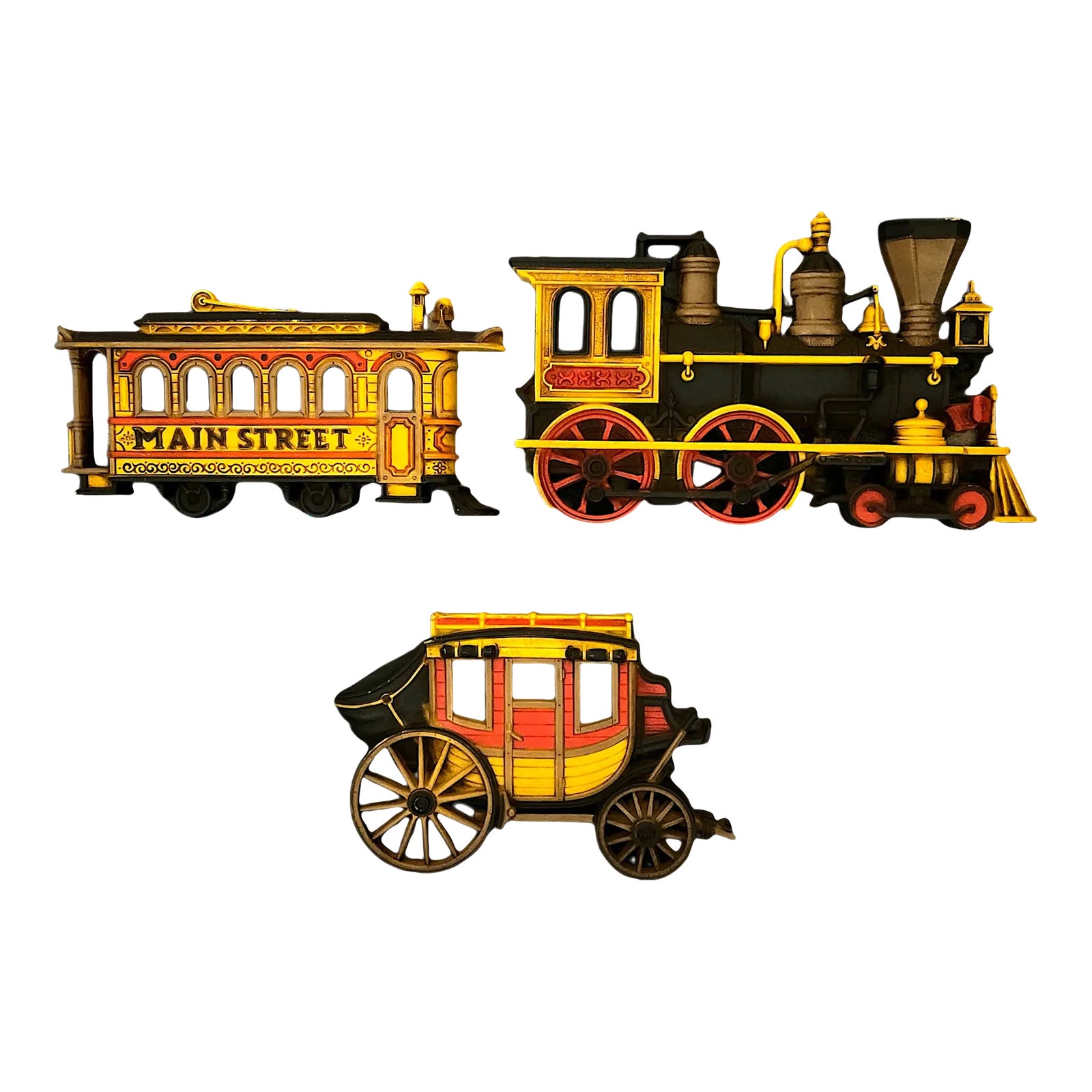 1970s Vintage Train Locomotive, Caboose and Stagecoach Wall Decor by ...