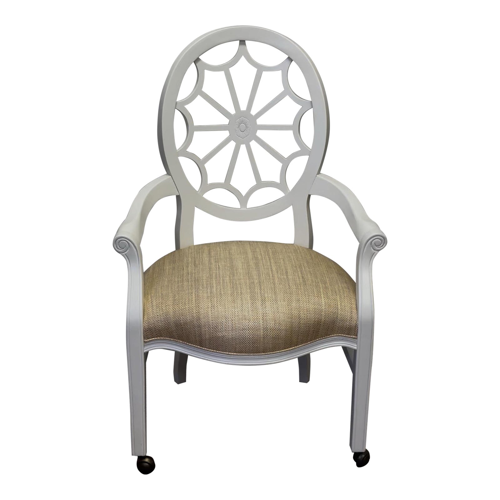 White Spider Back Chair With Casters | Chairish