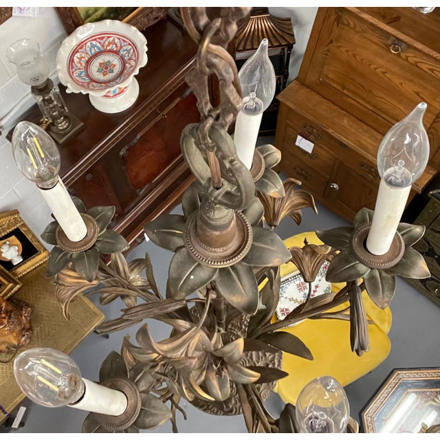 Louis XVI Style Bronze Mounted Five Light Tulip Design Light Fixture ...